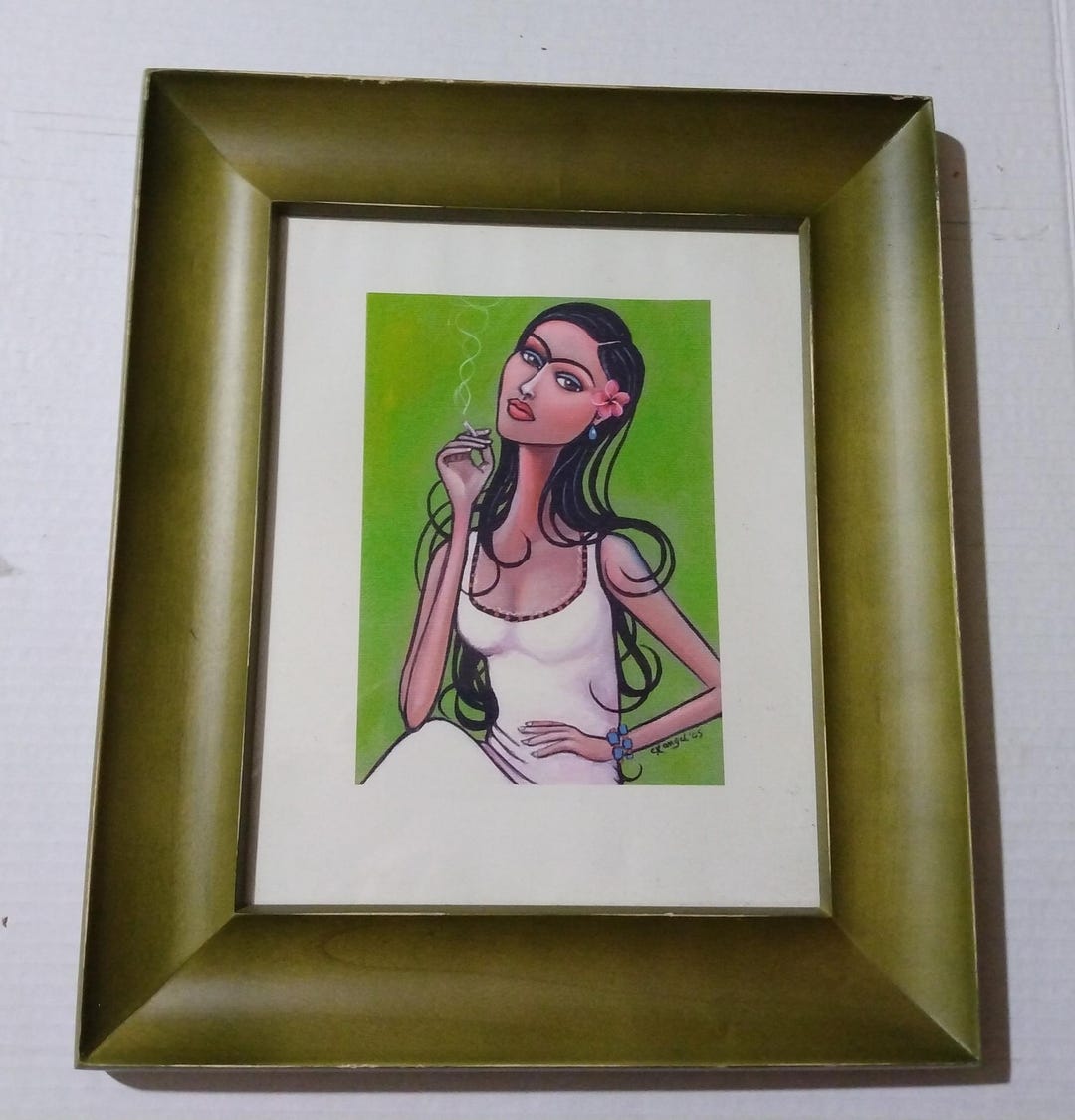 Oeuvre d'art vintage de Cate Rangel Frida with Plumeria , unique et ...