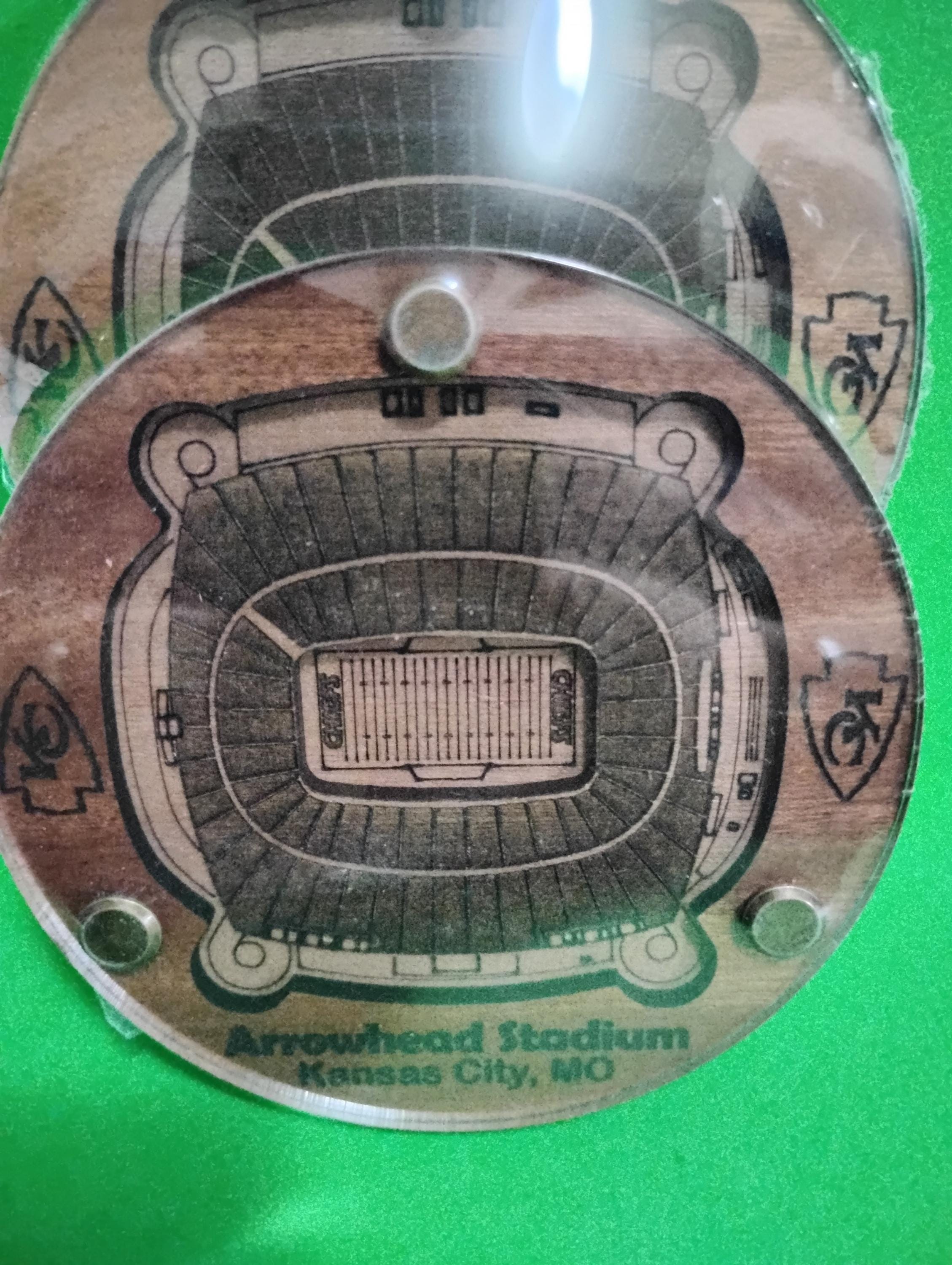 Handmade Laser Assisted 3D Stadium Coaster Set of 2, Arrowhead Stadium ...
