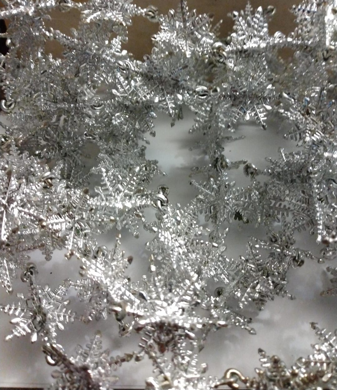 Vintage Christmas Tree Garland, Plastic Snowflakes, 12 Ft. Long, 1950s ...