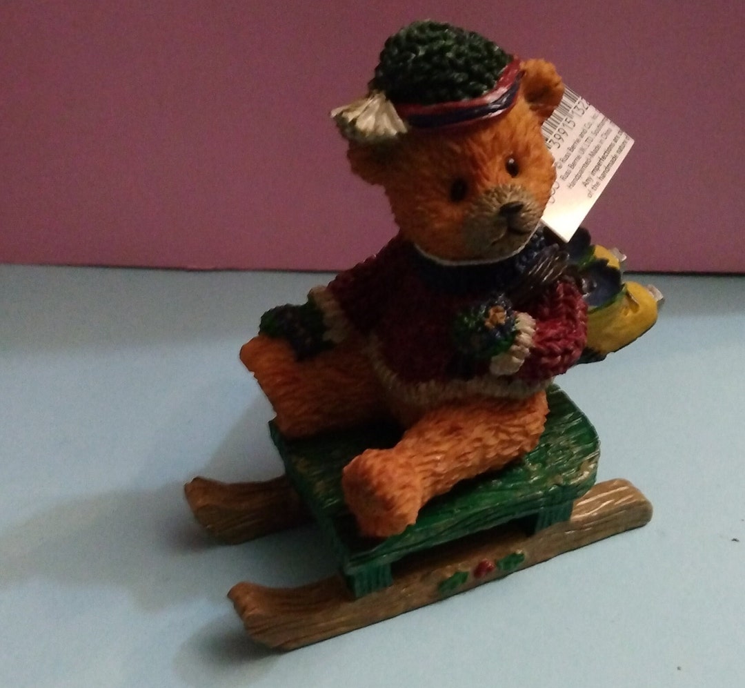Vintage Russ Berrie Alpine Lodge Figure, Sledding - Etsy