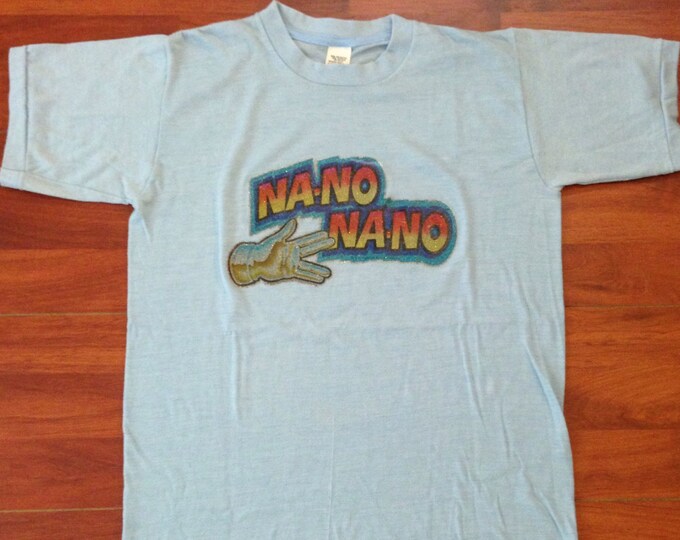 1978 Mork and Mindy NANO NANO Hand Sign Vintage T-shirt Baby Blue 50/50 ...