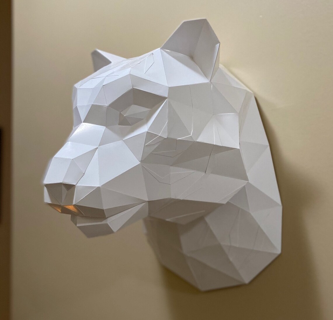 White TIGER 3D Poly Papercraft Tiger Head Wall Mount | Etsy