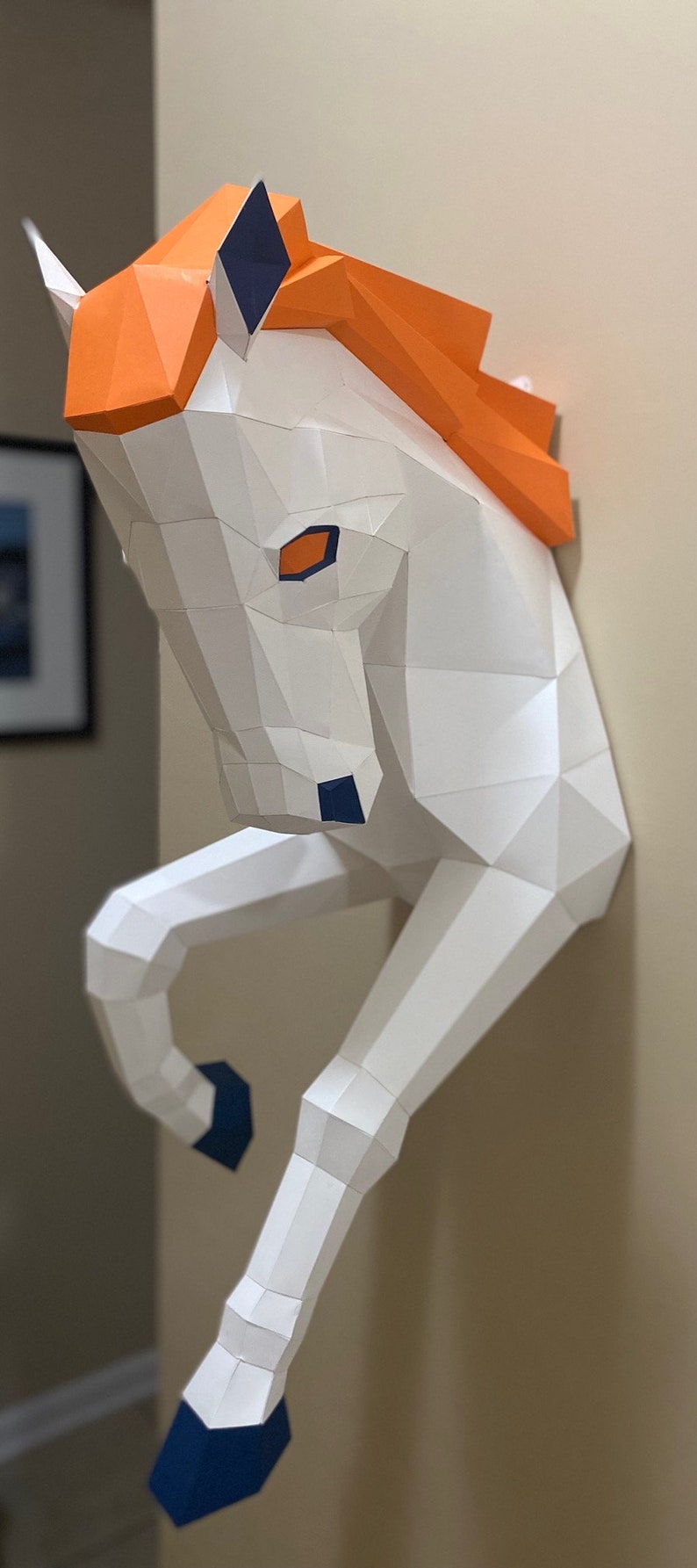 DENVER BRONCO- 3D Poly Papercraft - Wall Mount, - Etsy