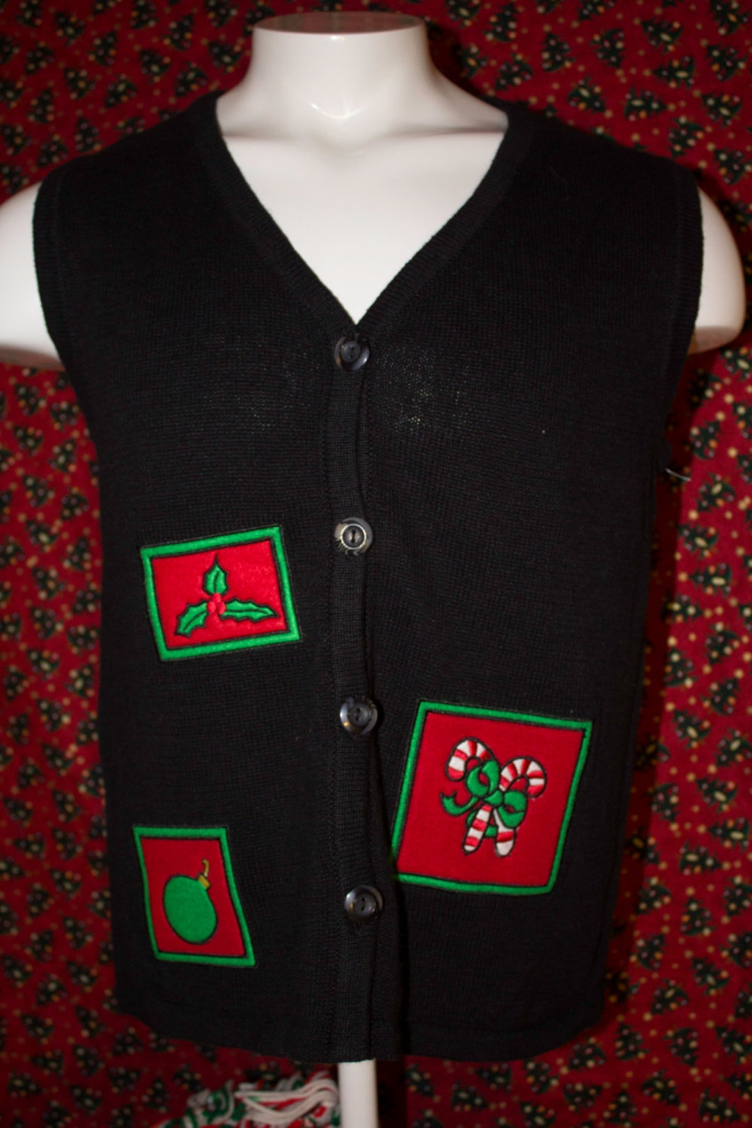 Ugly Christmas Sweater Vest Medium Tacky Vintage - Etsy