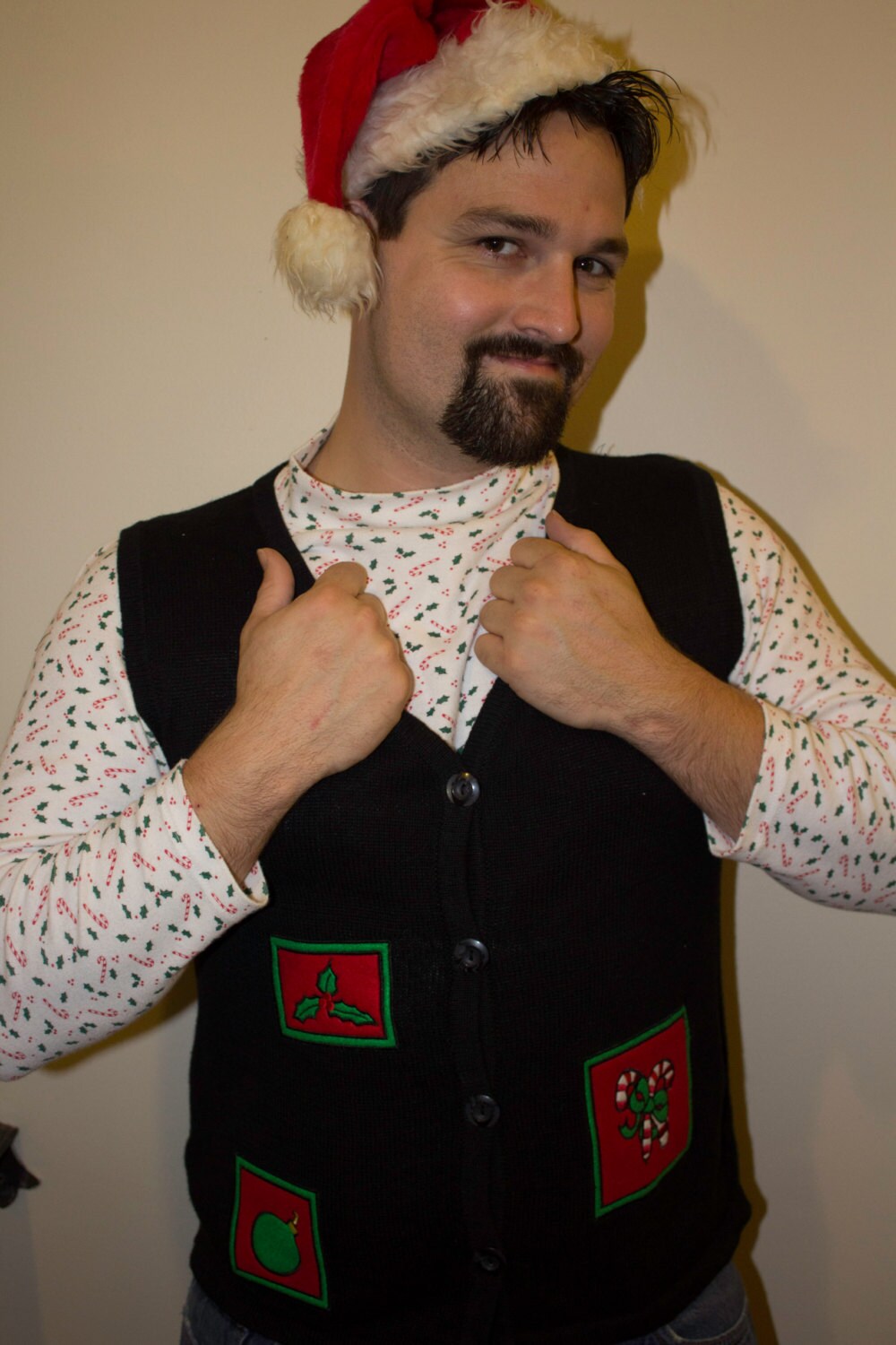 Ugly Christmas Sweater Vest Medium Tacky Vintage - Etsy