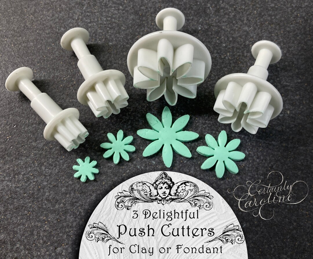 Set of 4 Flower Plunger Cutters for Polymer Clay, Gum Paste, Fondant ...