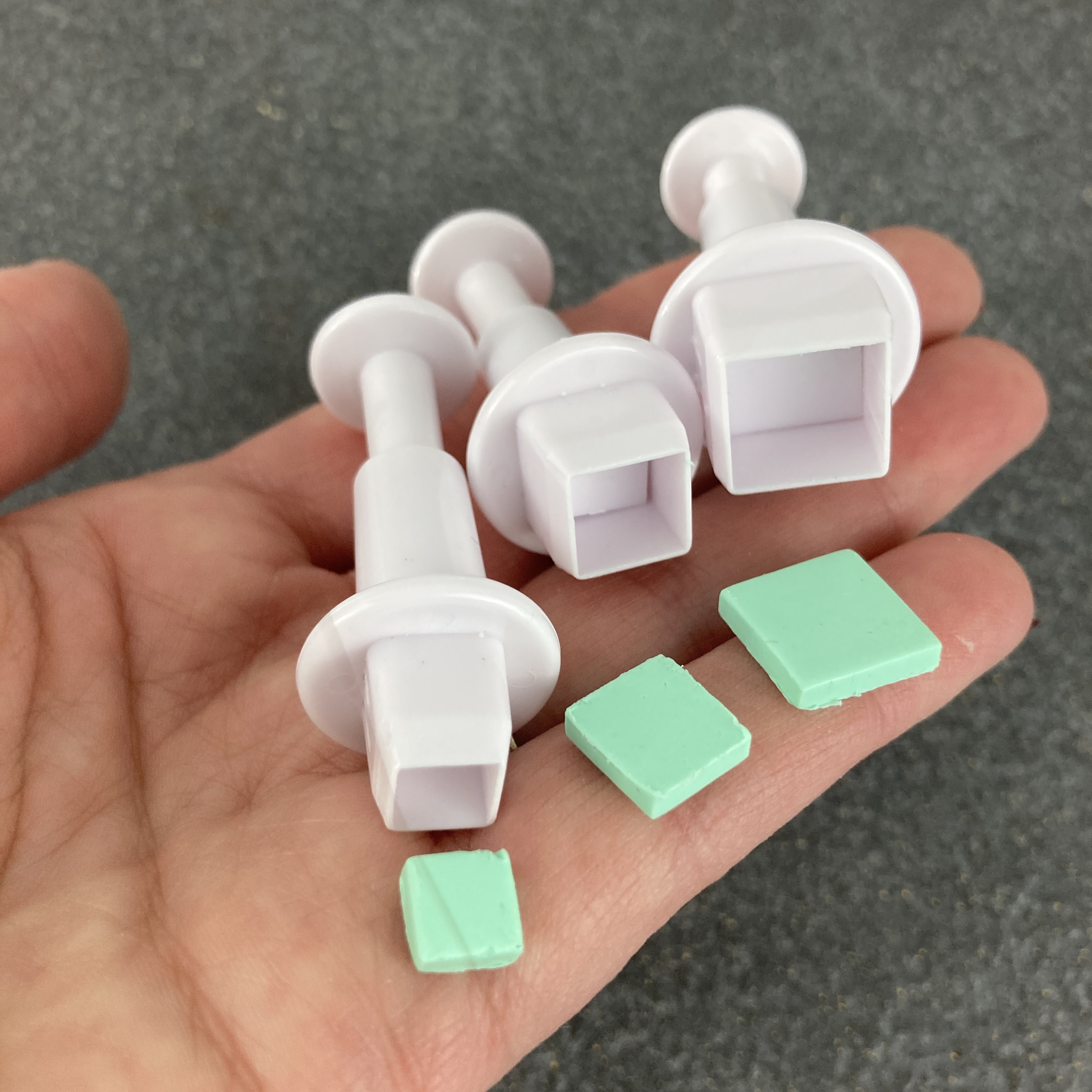 Set of 3 Square Plunger Cutters for Gum Paste, Fondant, Polymer Clay ...