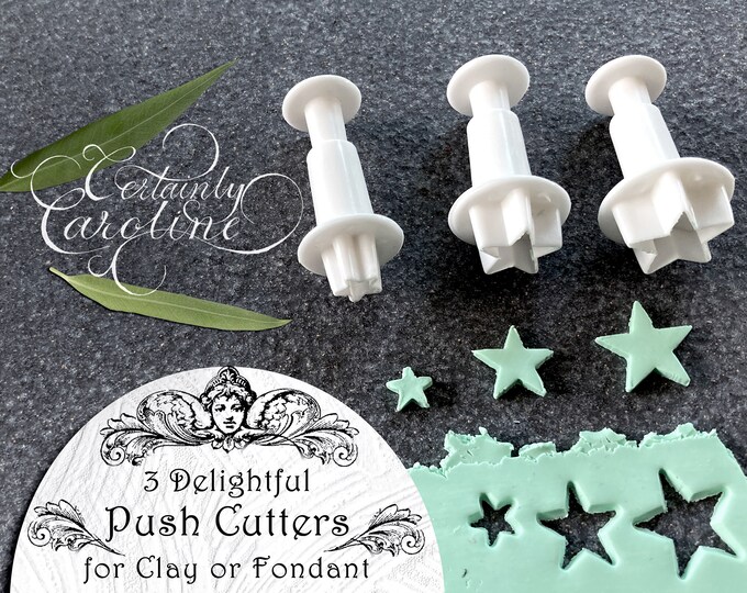 Set of 3 Small Star Plunger Cutters for Gum Paste, Fondant, Polymer ...