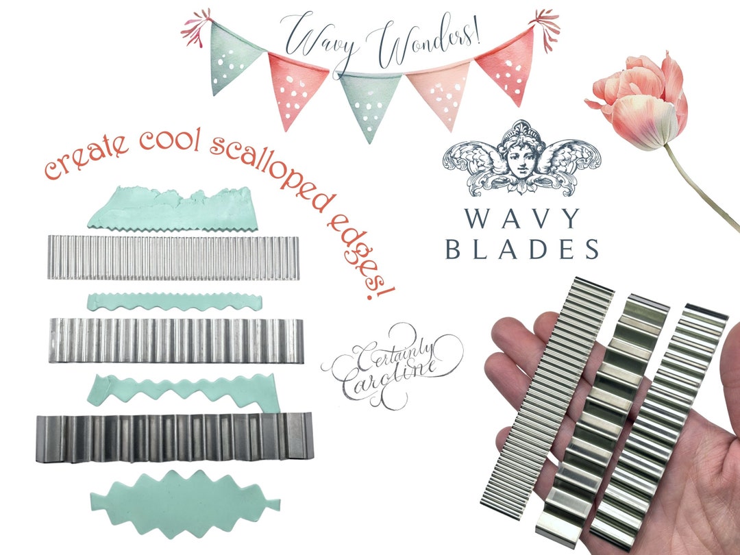 Set of 3 Wavy Slicing Blades, Stainless Steel Cutter, Clay Pottery ...