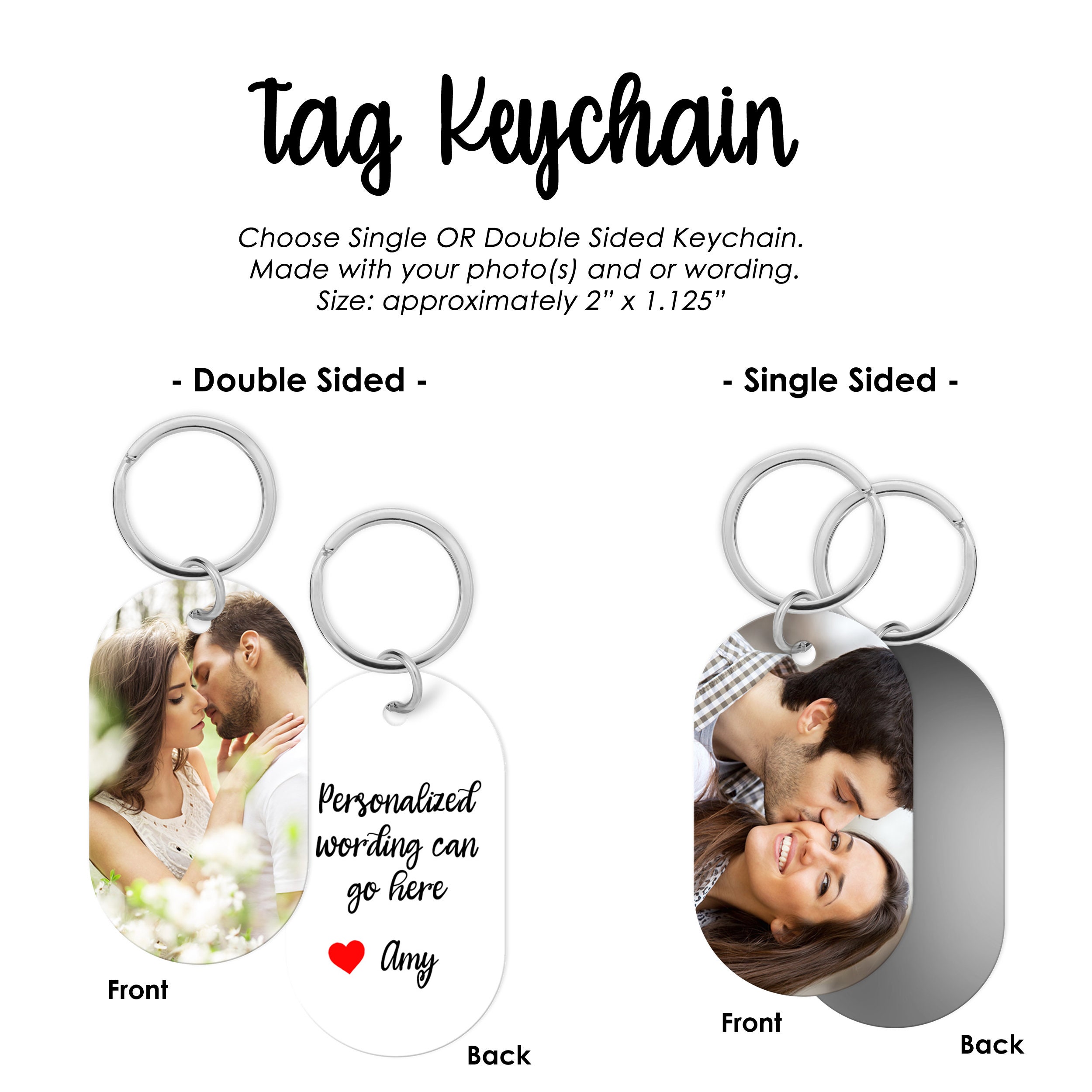 Photo Keychain Photo Key Chain Double Sided Photo Keychain - Etsy