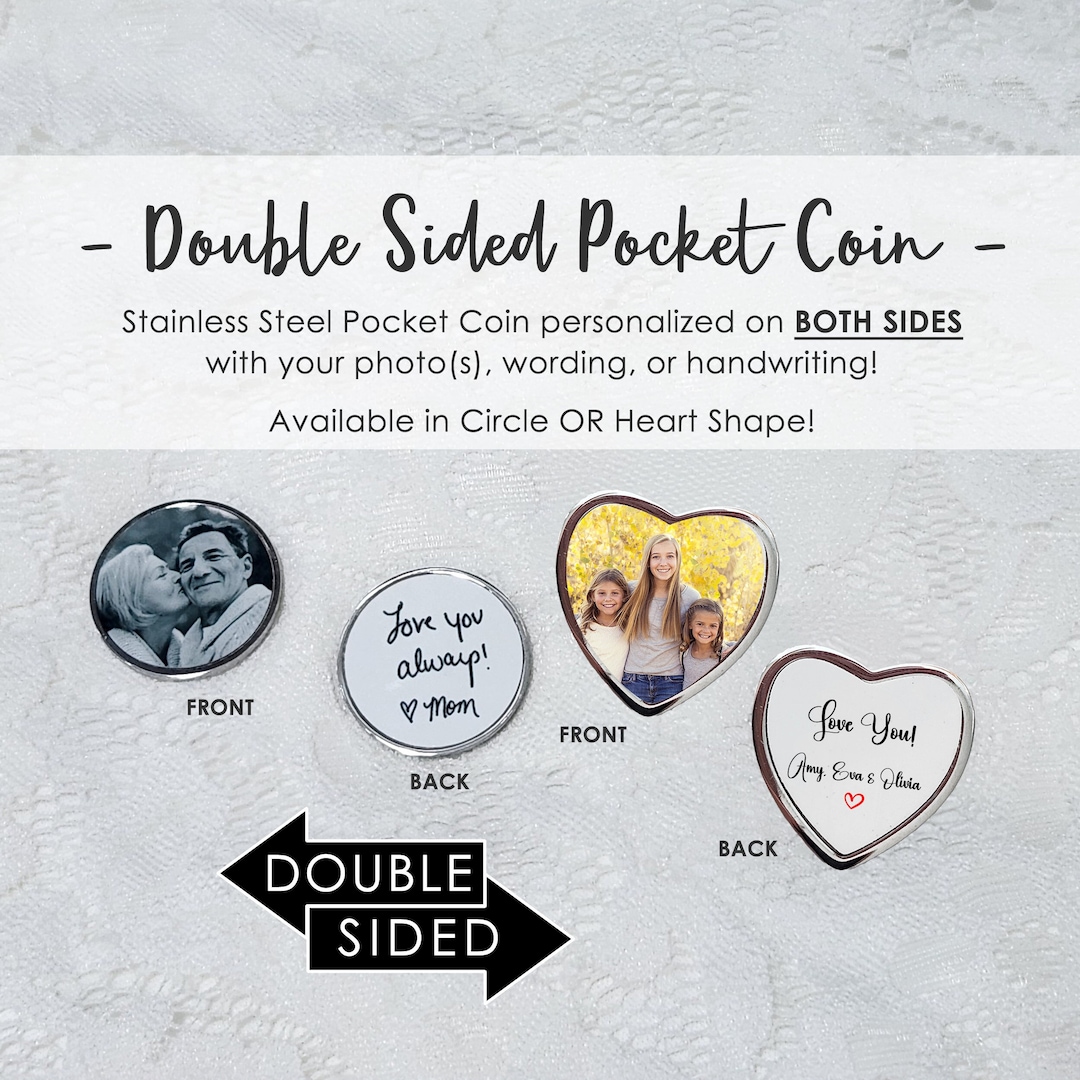 Double Sided Photo Pocket Coin- Pocket Token- Memorial Medallion ...