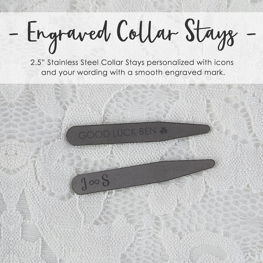 Personalized Collar Stays- Custom Collar Stays- Engraved Stainless ...