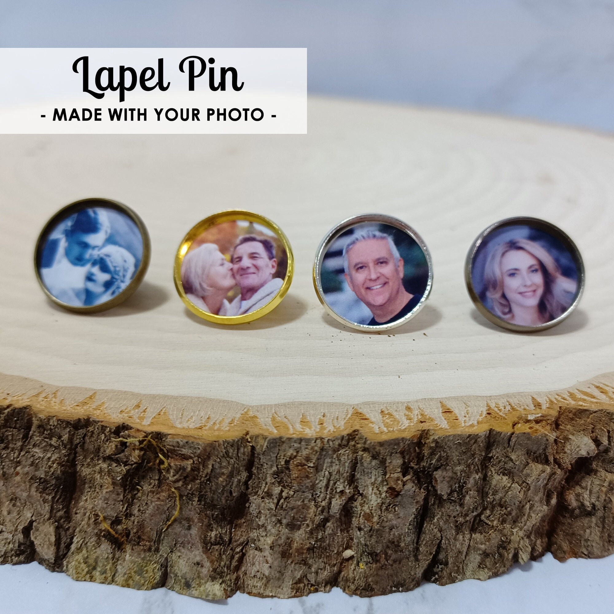 Custom Photo Lapel Pin- Memorial Lapel Pin- Photo Tie Tack- Wedding ...