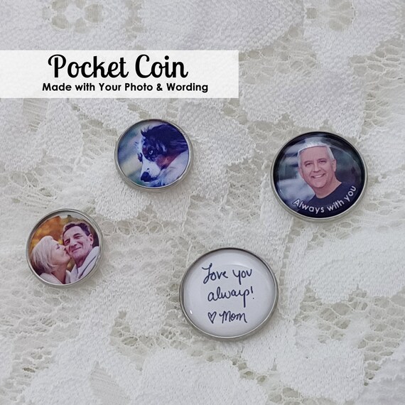 Photo Pocket Coin Wedding Memorial Pocket Coin Groom Pocket | Etsy