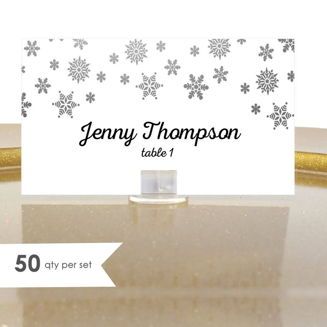 50 Snowflake Place Cards Winter Place Cards Snowflake - Etsy