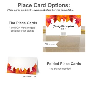 50 Leaves Place Cards Autumn Place Cards Fall Wedding Place Cards Fall ...