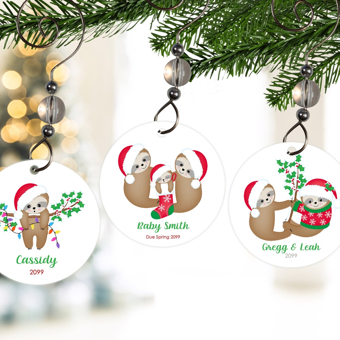 Sloth Ornament- Sloth Christmas Ornament- Sloth Ornament Personalized ...