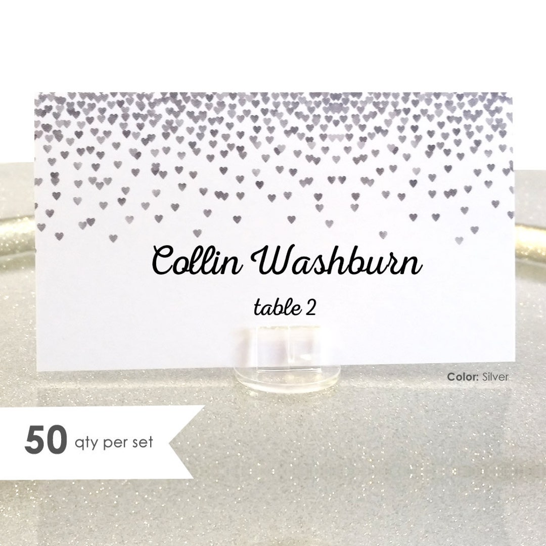 50 Wedding Place Cards- Escort Card- Silver Wedding Place Cards ...