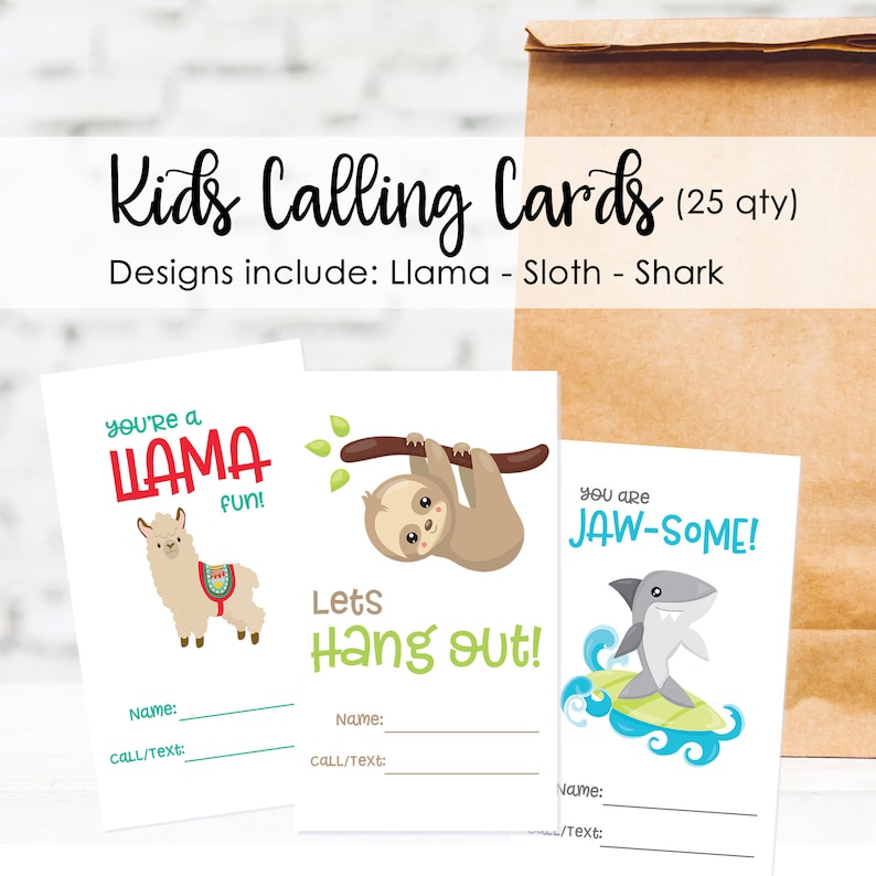 25 Kids Calling Cards- Playdate Cards- Play Date Cards- Keep in Touch ...