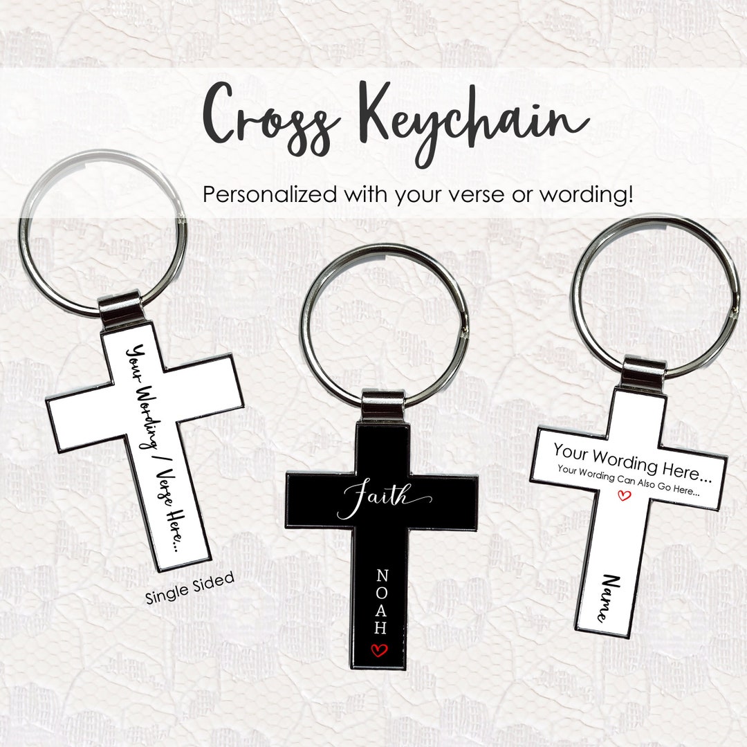 Personalized Cross Keychain- Confirmation Keychain- Bible Verse ...