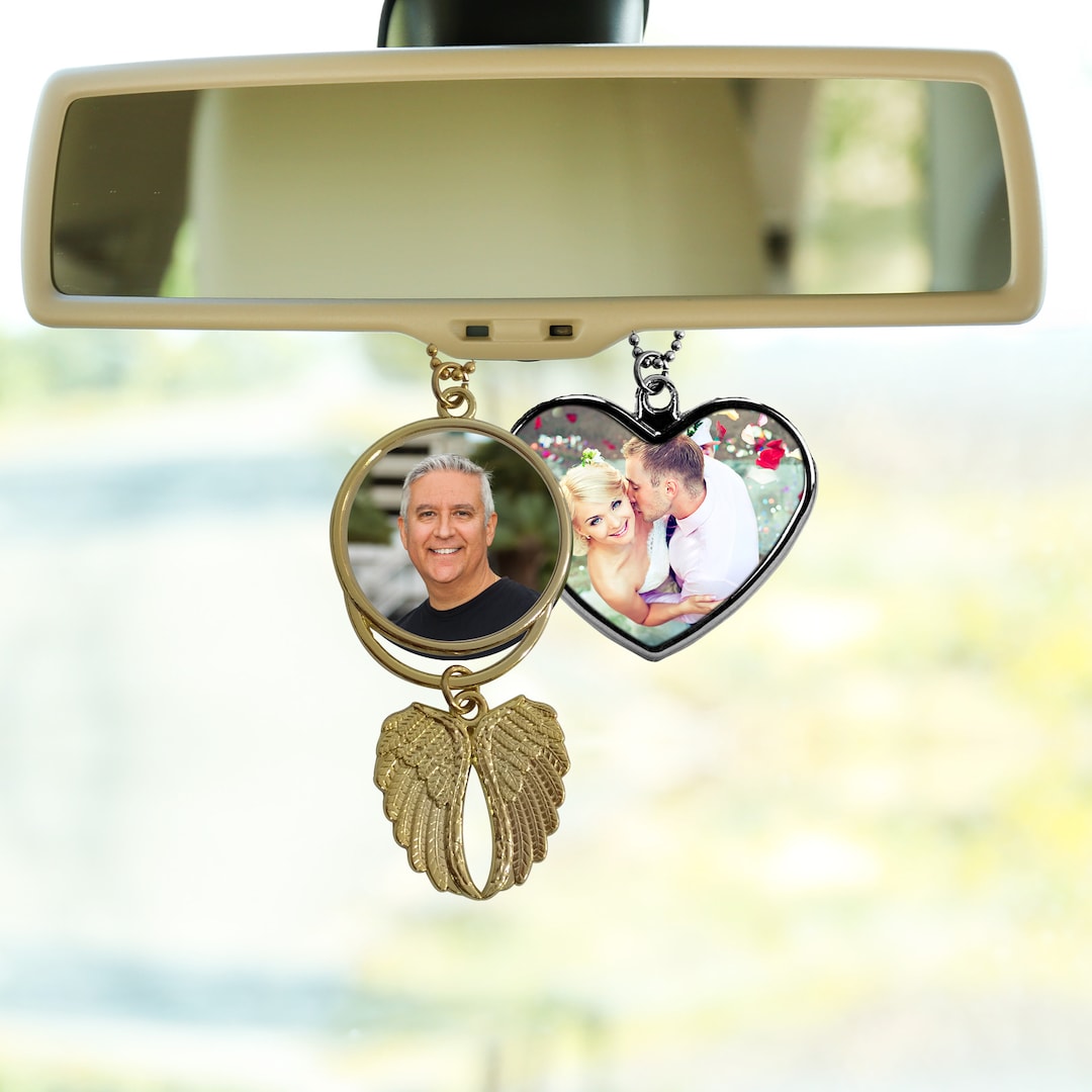 Rearview Mirror Photo- Car Mirror Picture Charm- Car Angel Charm- Car ...