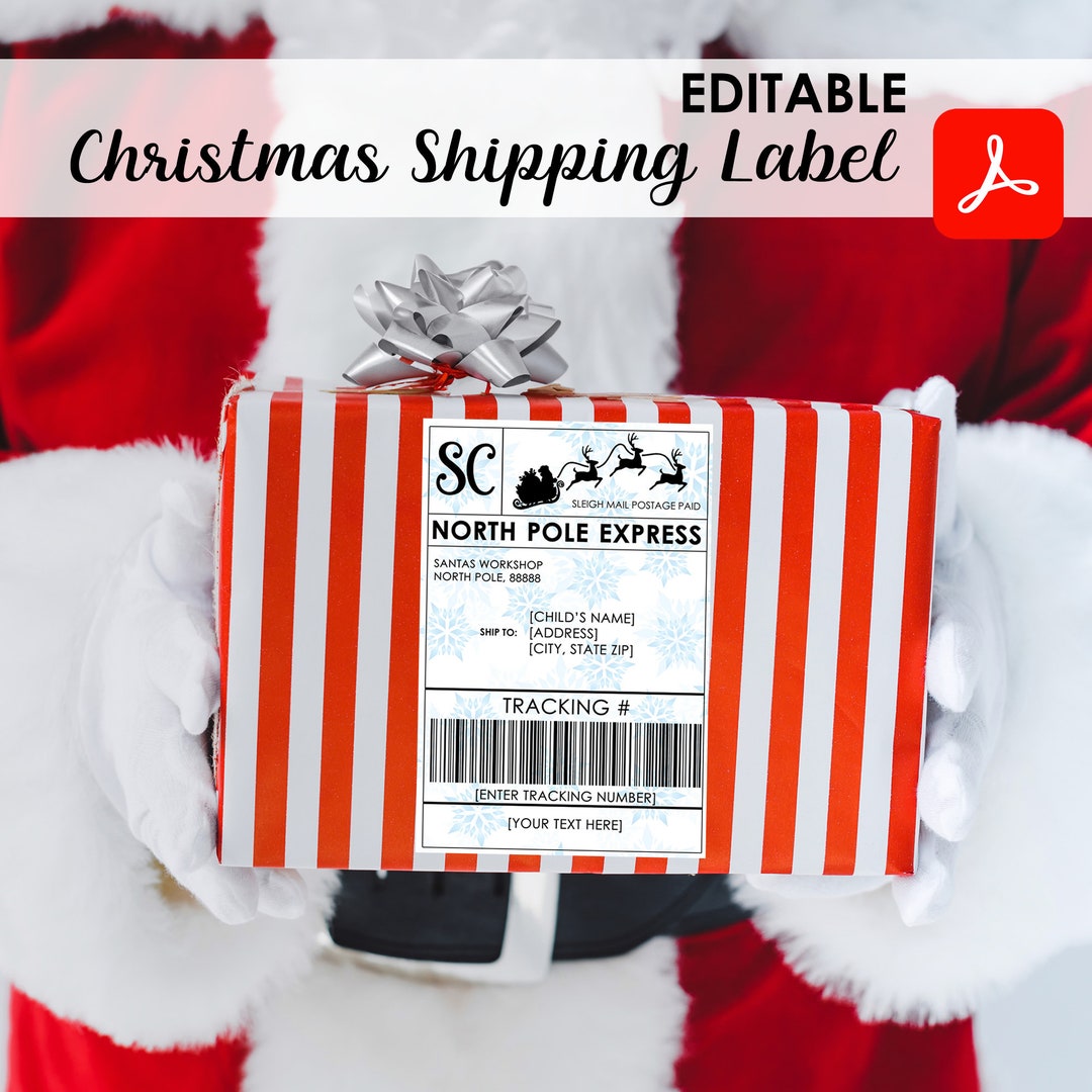 Editable Santa Shipping Label North Pole Shipping Label Santa Mail ...