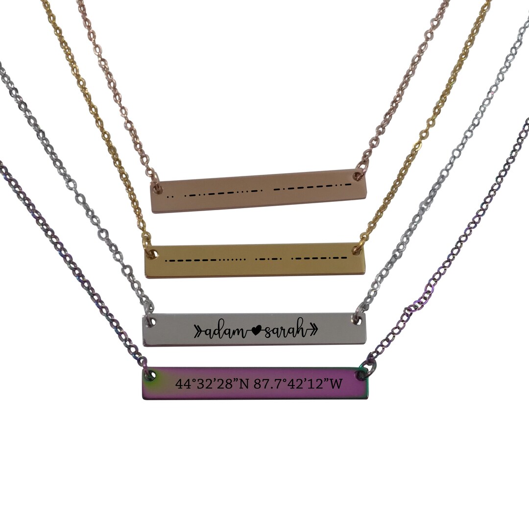 Morse Code Bar Necklace- Morse Code Necklace- Custom Morse Code ...