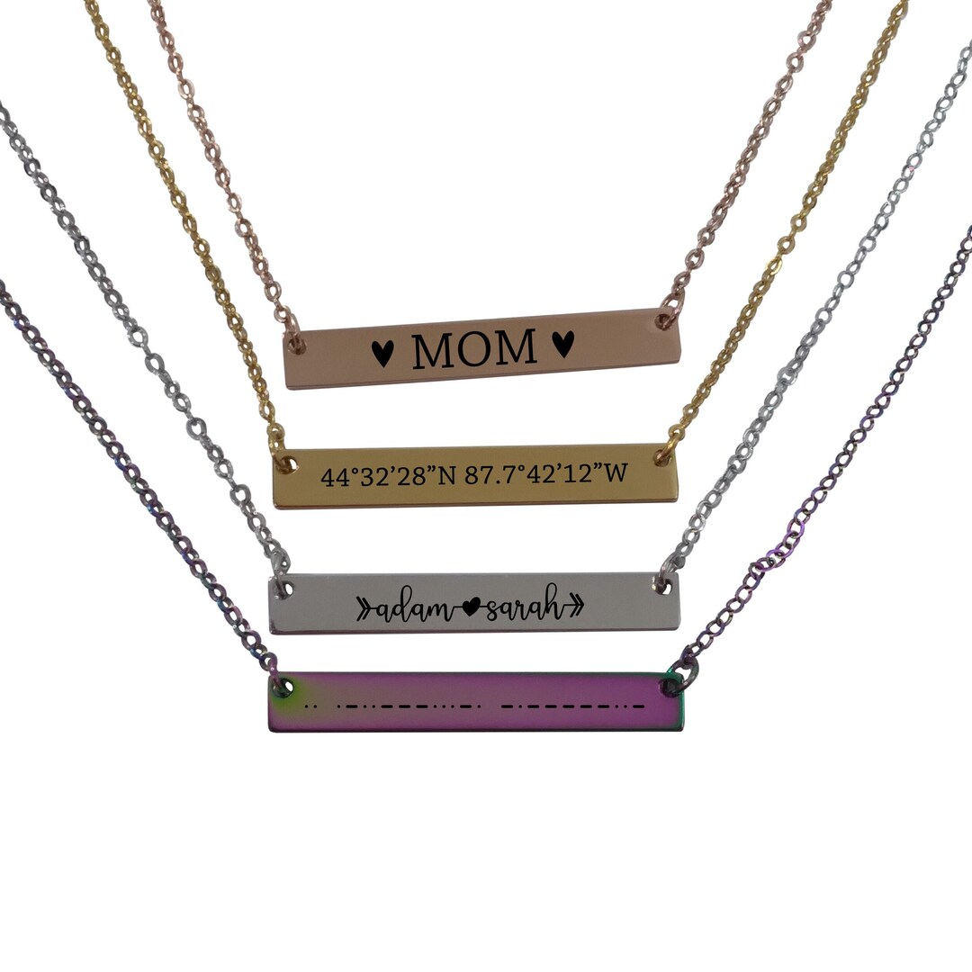 Coordinates Necklace- GPS Coordinates Necklace- Latitude Longitude ...