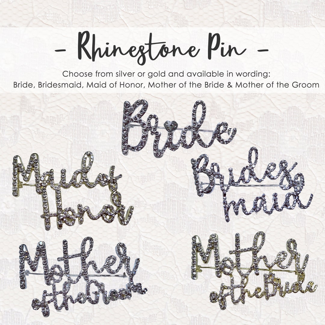 Rhinestone Bride Pin- Mother of the Bride Pin- Mother of the Groom Pin ...