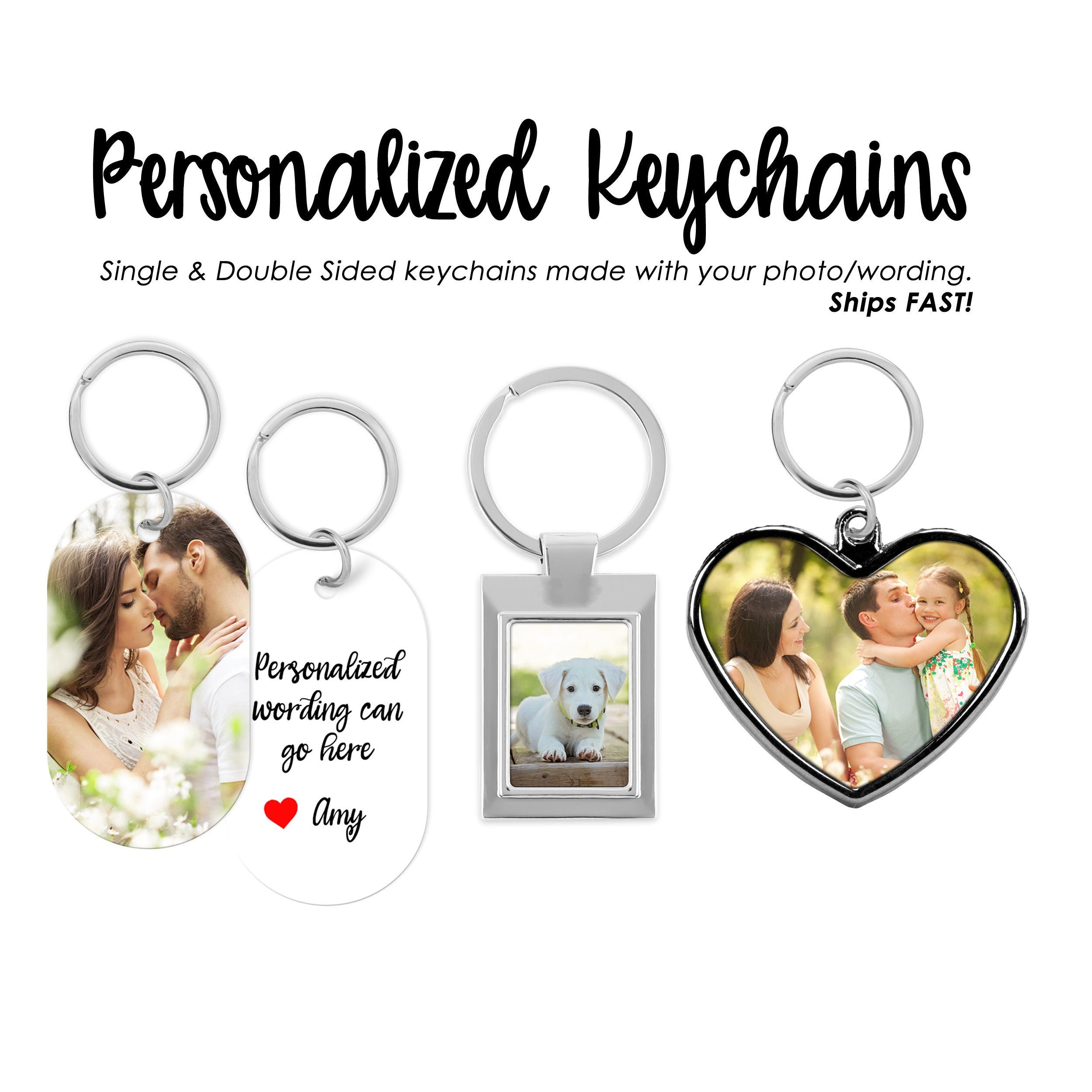 Photo Keychain Photo Key Chain Double Sided Photo Keychain - Etsy