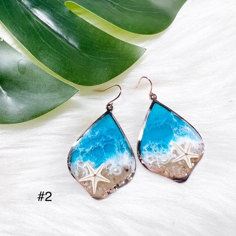 Resin Ocean Earrings Resin Beach Jewelry Ocean Jewelry - Etsy