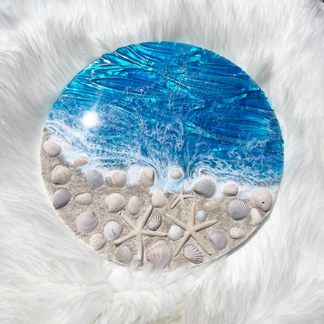 14 Textured Seafloor Round, Resin Ocean Art, Ocean Wall Art, Resin ...