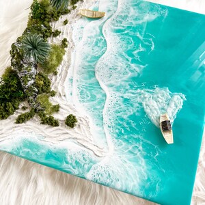 14 X 14 Resin Beach Art, Resin Ocean Art, Ocean Wall Art, Resin Beach ...