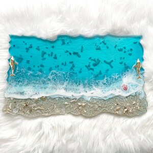 Resin Ocean Serving Tray Made With Crushed Shells and Coral - Etsy