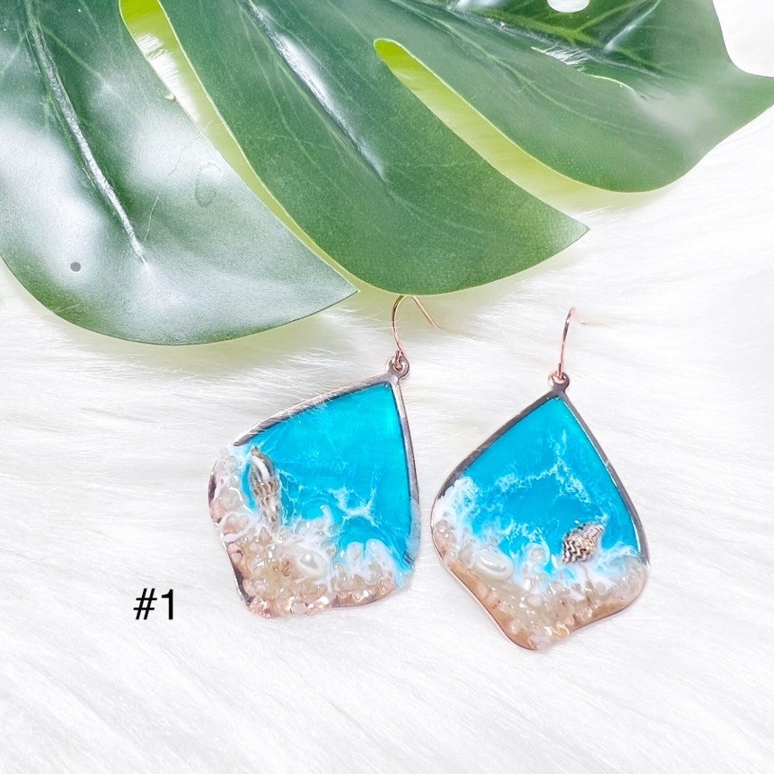 Resin Ocean Earrings Resin Beach Jewelry Ocean Jewelry - Etsy