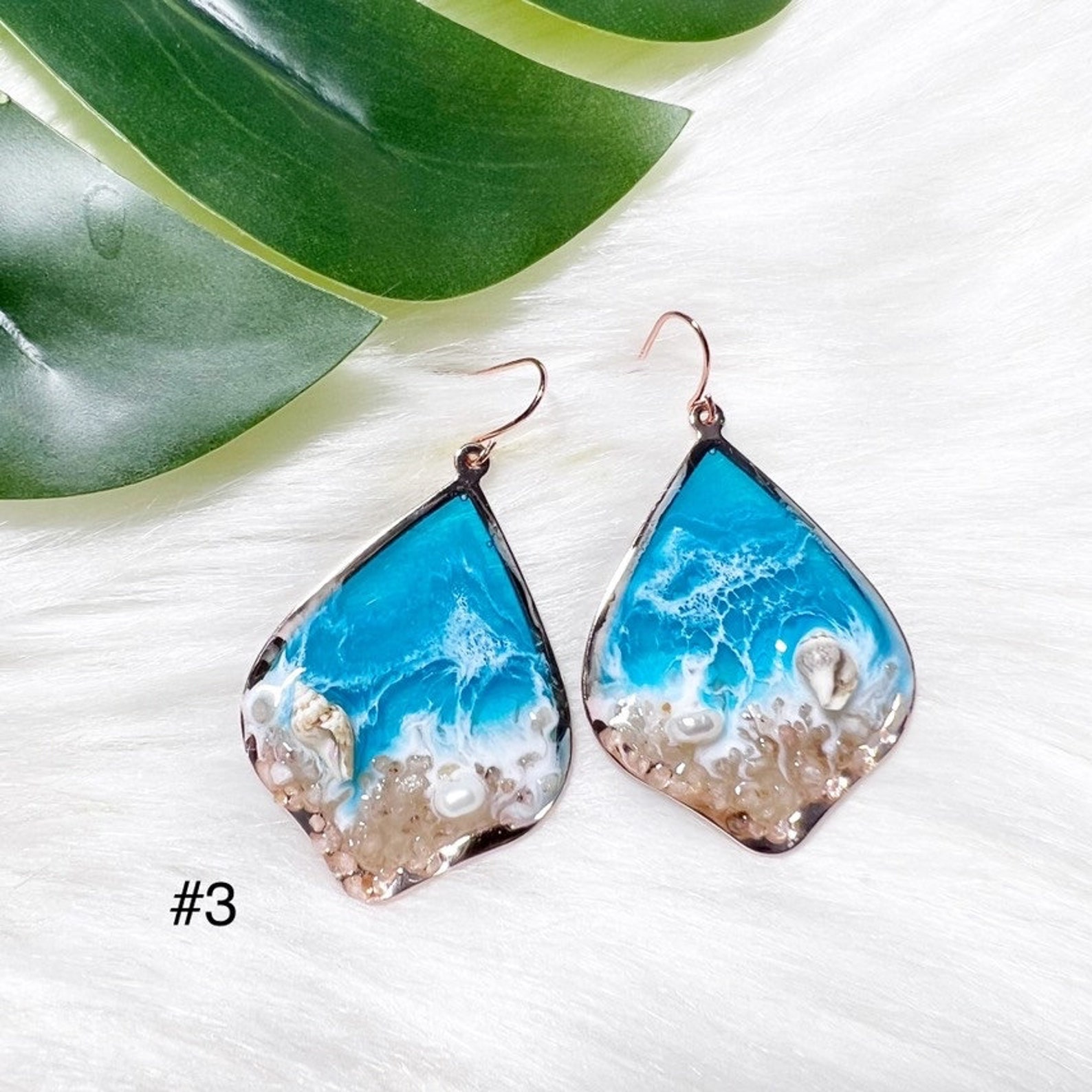 Resin Ocean Earrings Resin Beach Jewelry Ocean Jewelry - Etsy