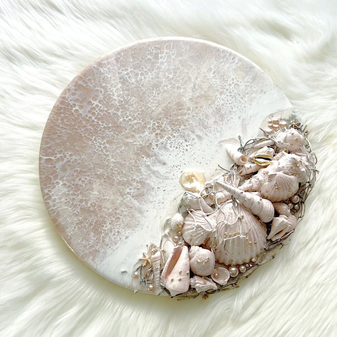 12 Inch Resin Ocean Shell Cluster Round Wall Plaque, Resin Ocean ...