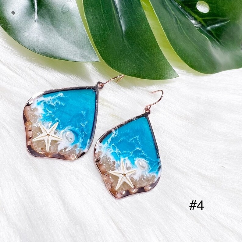 Resin Ocean Earrings Resin Beach Jewelry Ocean Jewelry - Etsy