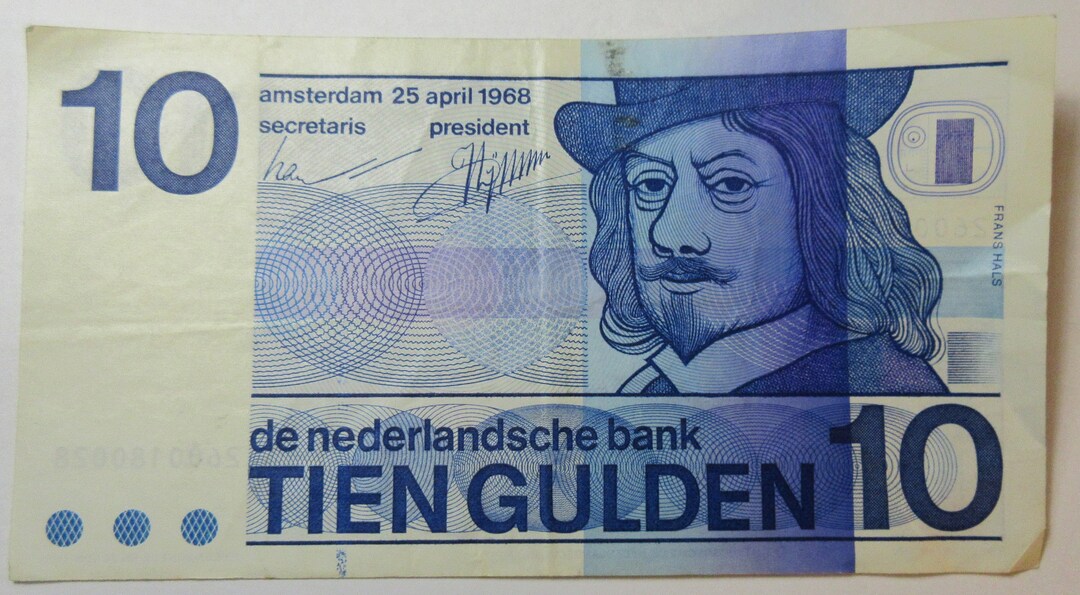 1968 Netherlands 10 Gulden Banknote e719e - Etsy