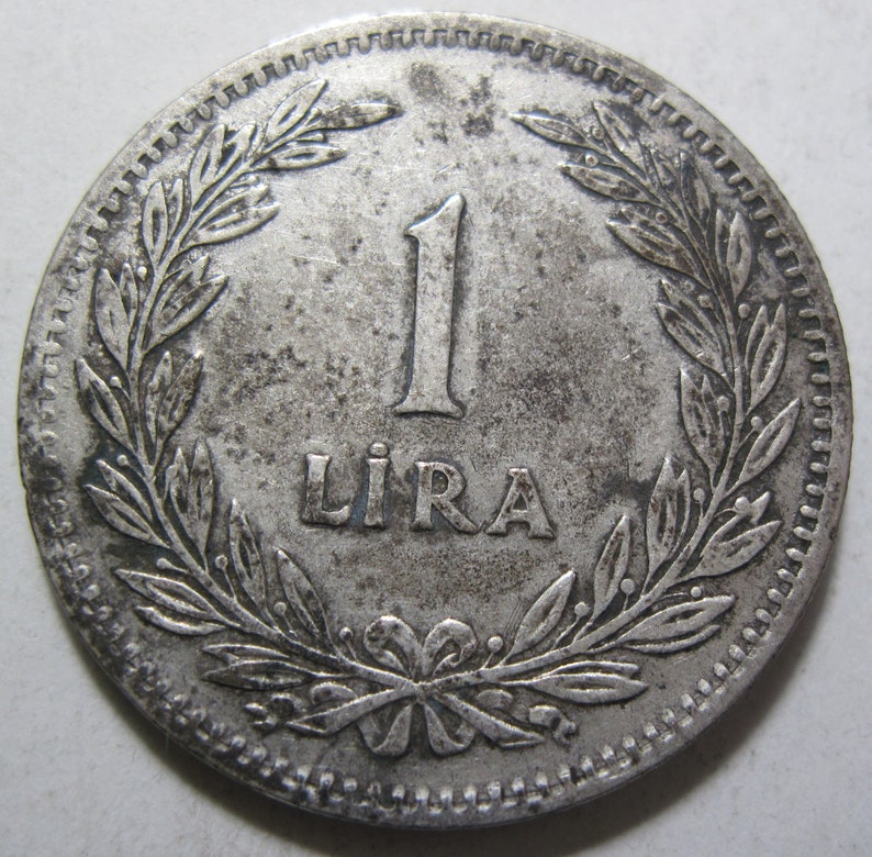 1947 Silver Turkey 1 Lira e46ae - Etsy