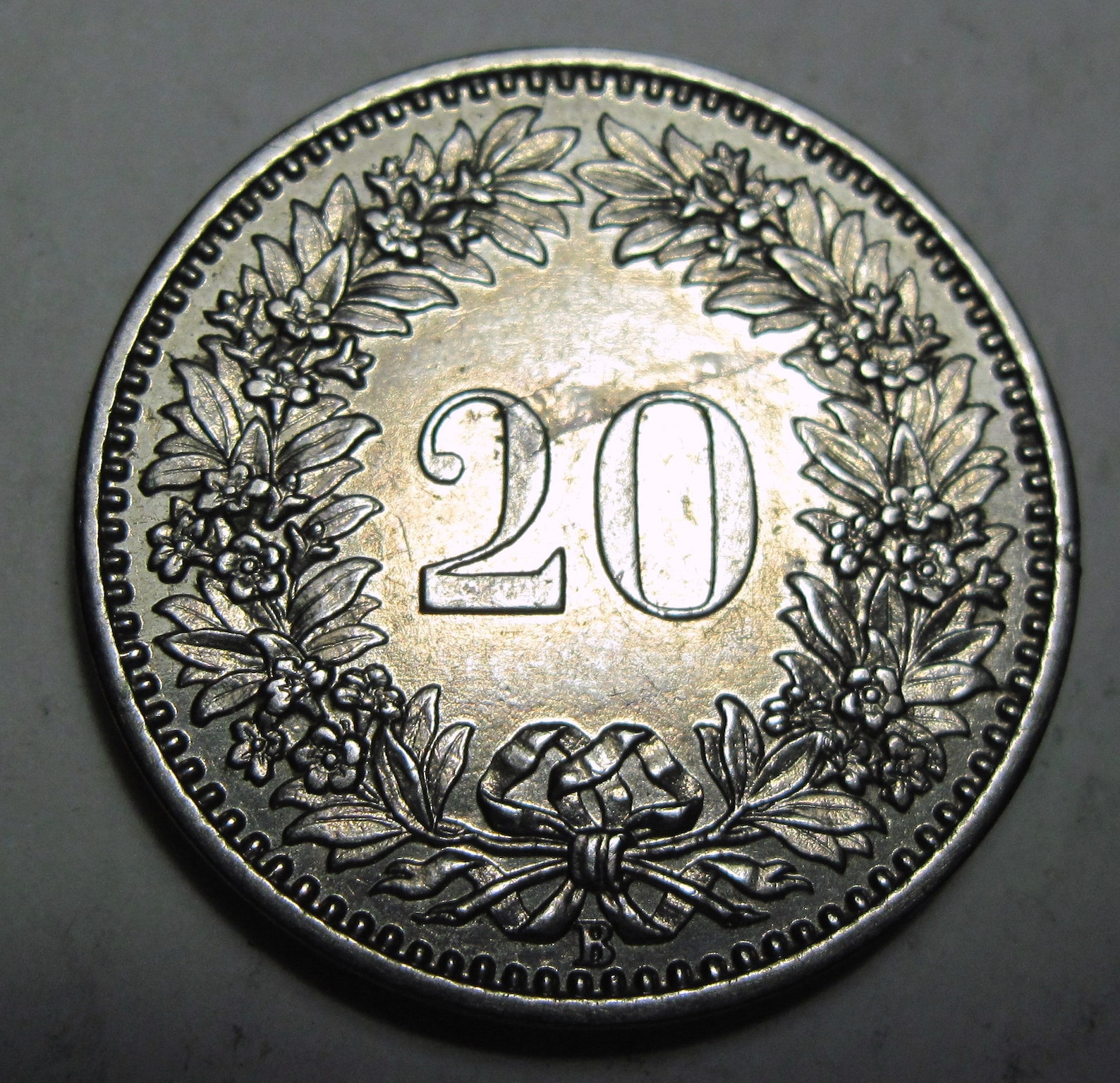 1885 B Swiss 20 Rappen Coin Switzerland Uncirculated Details Tough Date ...