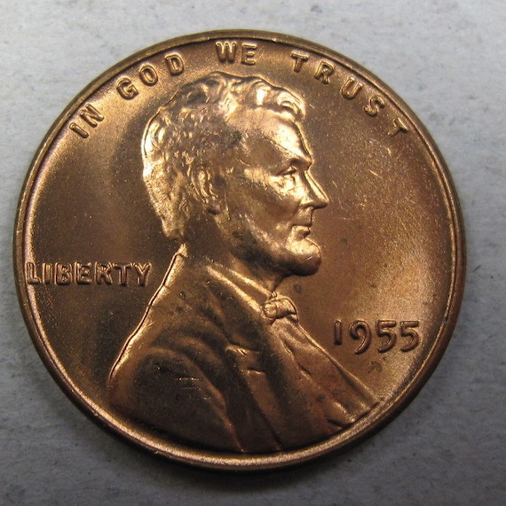 Gem Brilliant Uncirculated Red 1955 Lincoln Wheat Cent Coin | Etsy