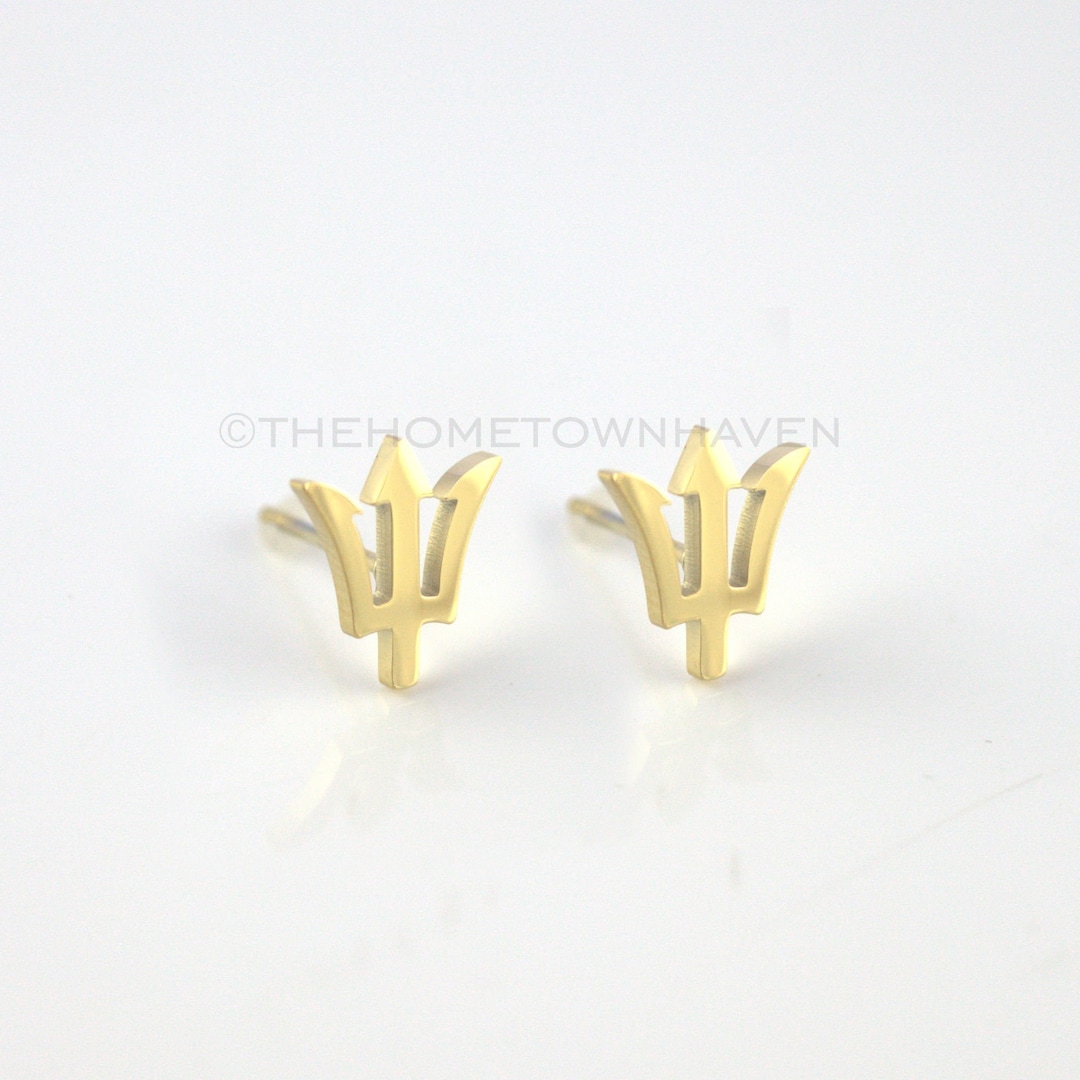 Trident Earrings - Trident Studs, Barbados Trident, Barbados Trident ...