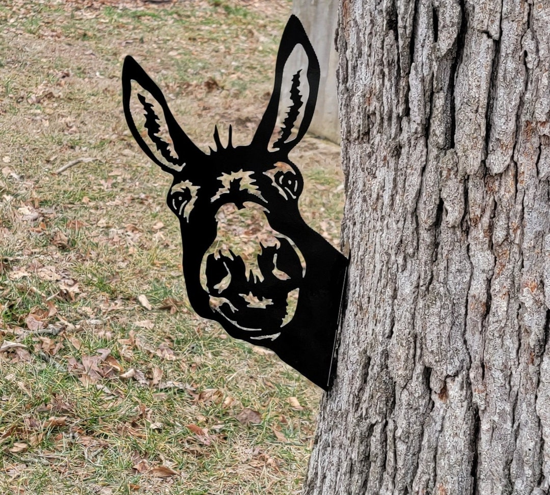 Funny Peek A Boo Donkey Yard Sign Metal Sign, Powder Coated, Raw Steel ...