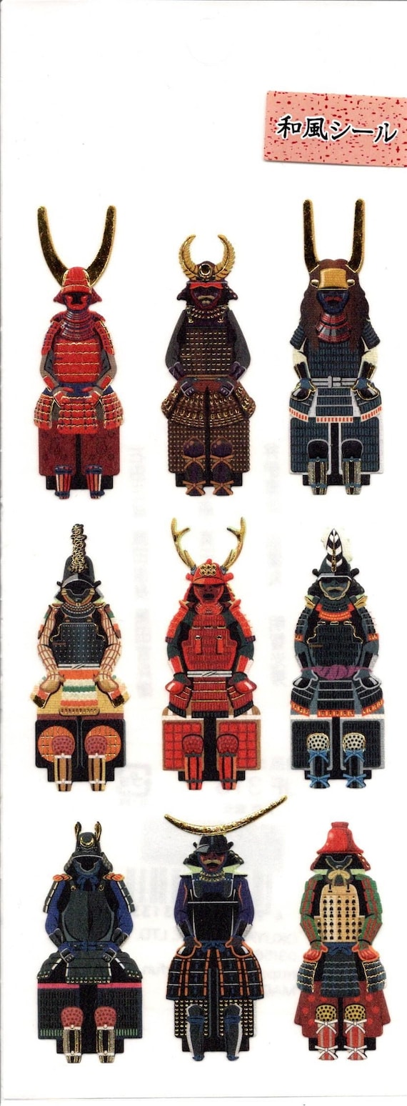 Samurai Stickers Paper Stickers Gold Trim Reference - Etsy