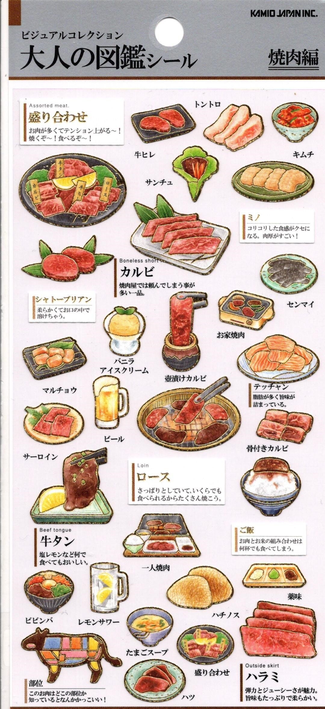 Japanese Food Stickers - Yakiniku BBQ Stickers - Paper Stickers - Kamio ...