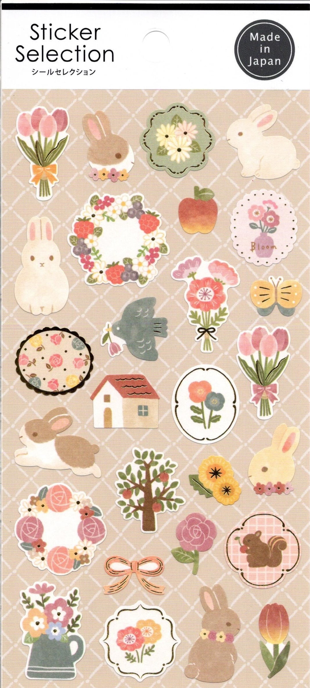 Rabbit Stickers - Flower Stickers - Japanese Stickers - Etsy
