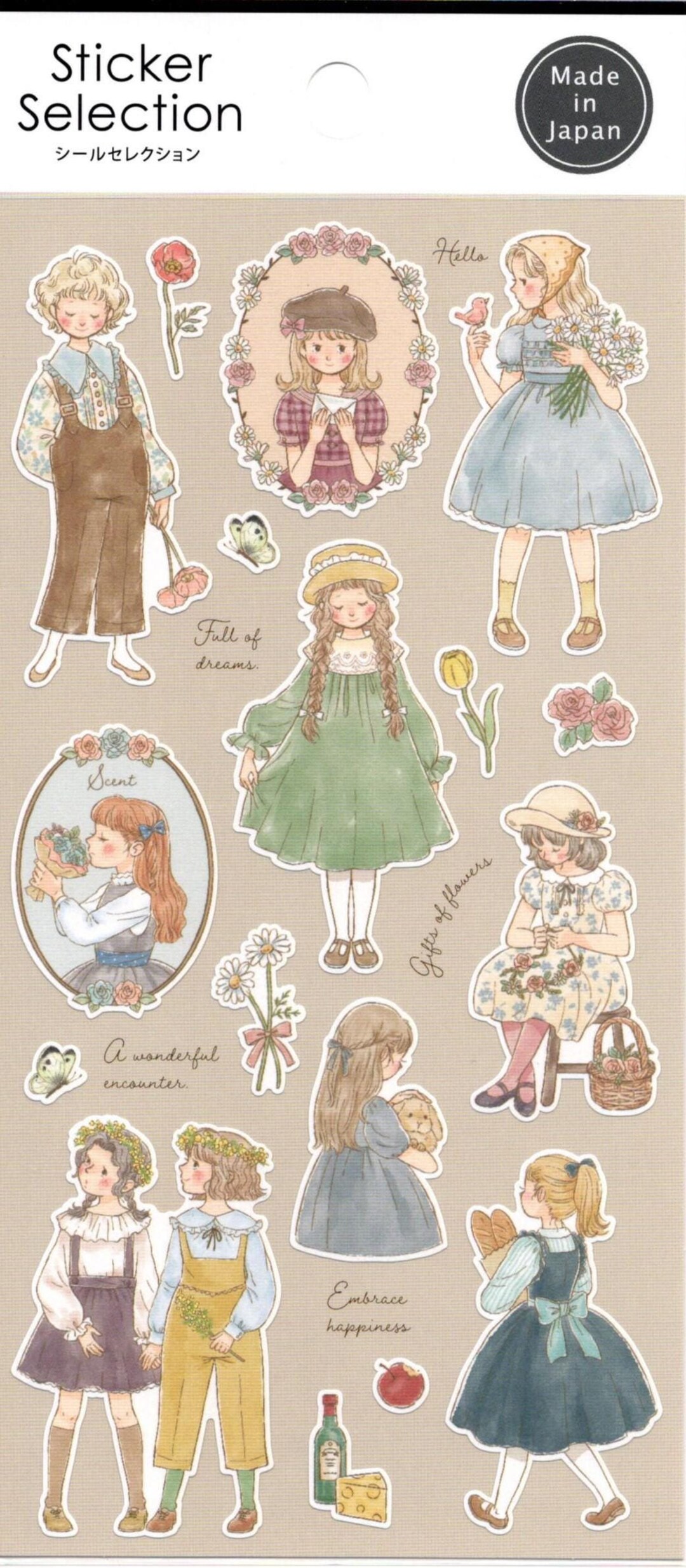 Girl Stickers - Flower Stickers - Japanese Stickers - Etsy