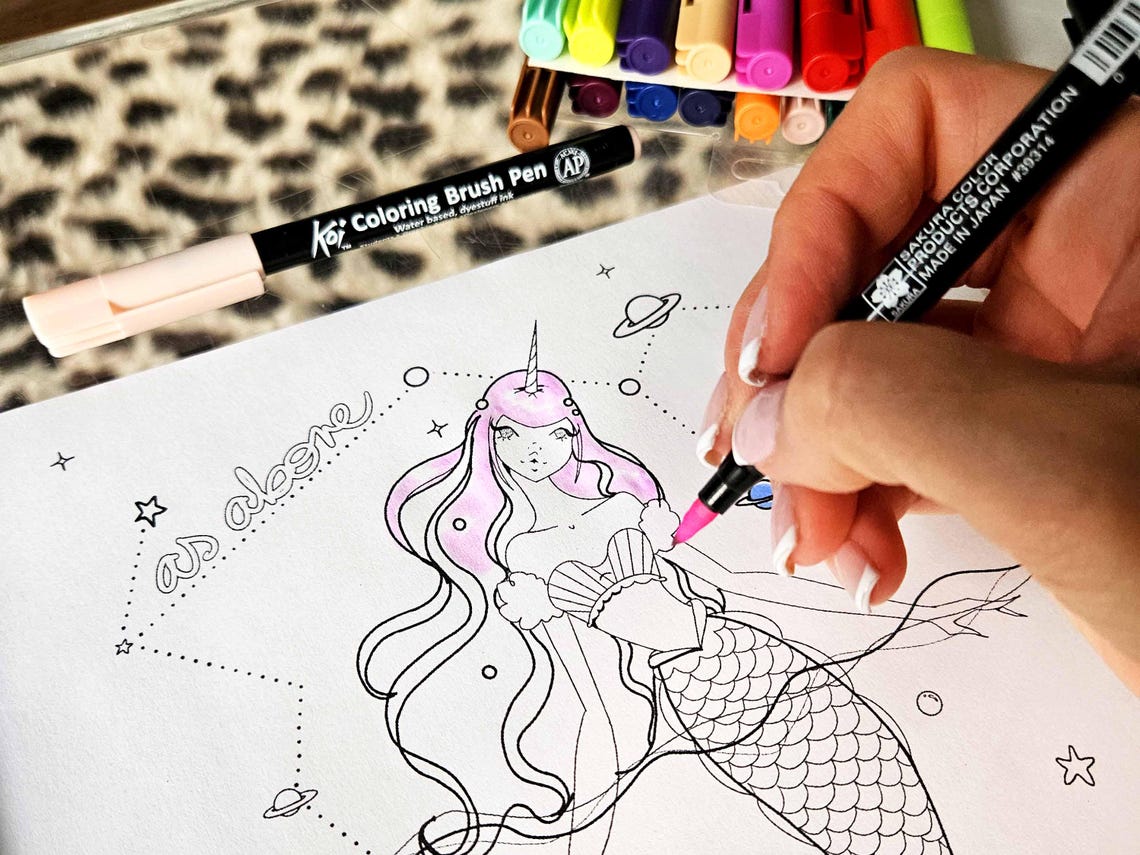 Cosmic Mermicorn Printable Coloring Page,mermaid Coloring Page, Adult ...