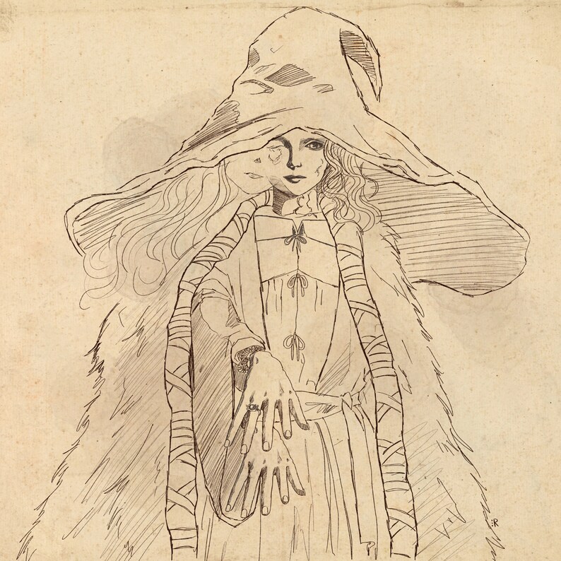 Drawing Inspired by Ranni the Witch From Elden Ring Physical Print, 4x4 ...